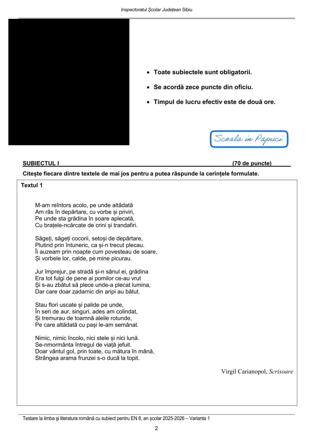 Simulare Evaluarea Națională 2026 - Subiecte și bareme la Limba și ...