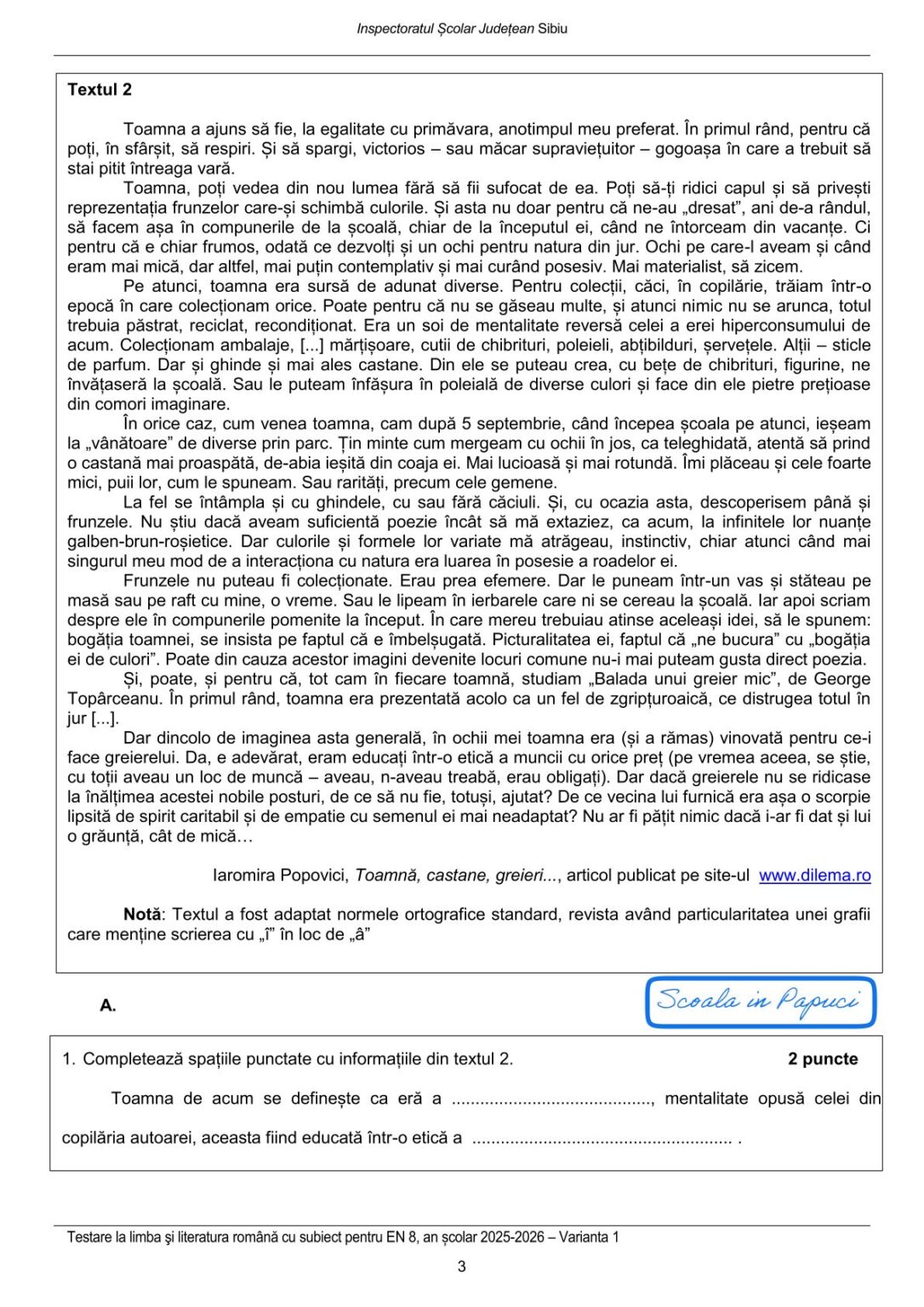 Simulare Evaluarea Națională 2026 - Subiecte și bareme la Limba și ...